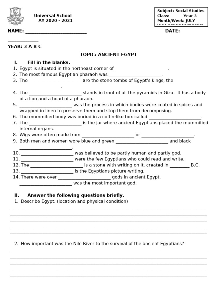 Ancient Egypt Ws | PDF | Ancient Egypt | Egyptian Pyramids