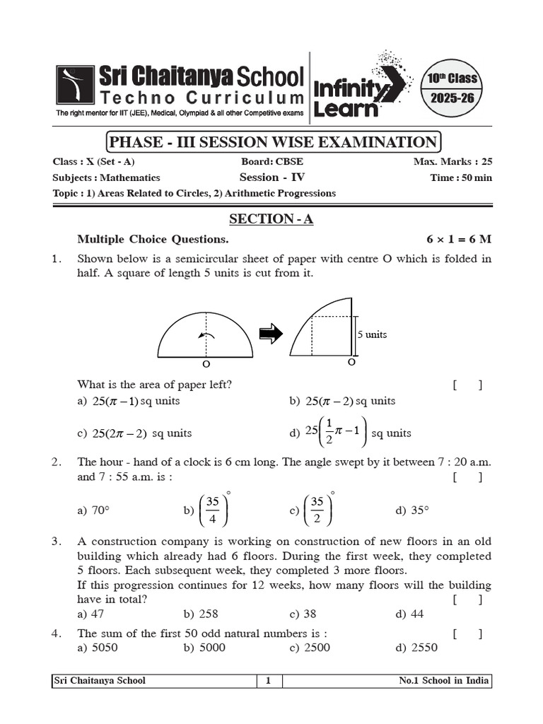 Ph - III Cbse Math Session - IV (Set - A)-1 | PDF | Mathematics