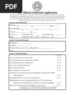 Official Girlfriend Application Form