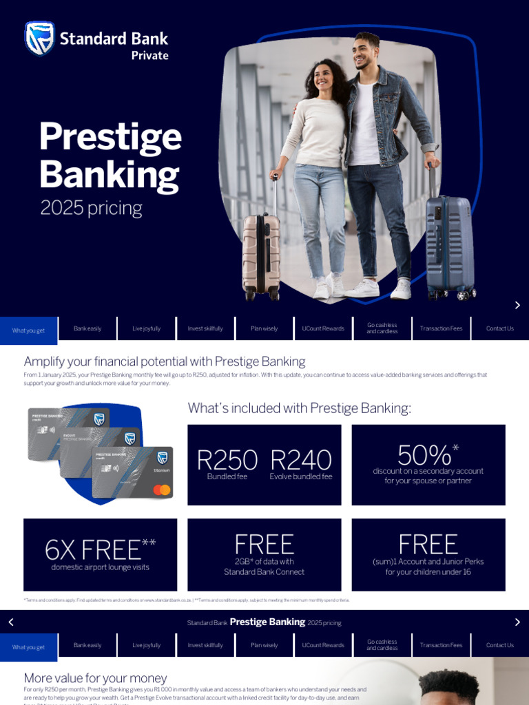 Standard Bank Prestige Banking 2025 Fees | PDF | Banks | Credit Card