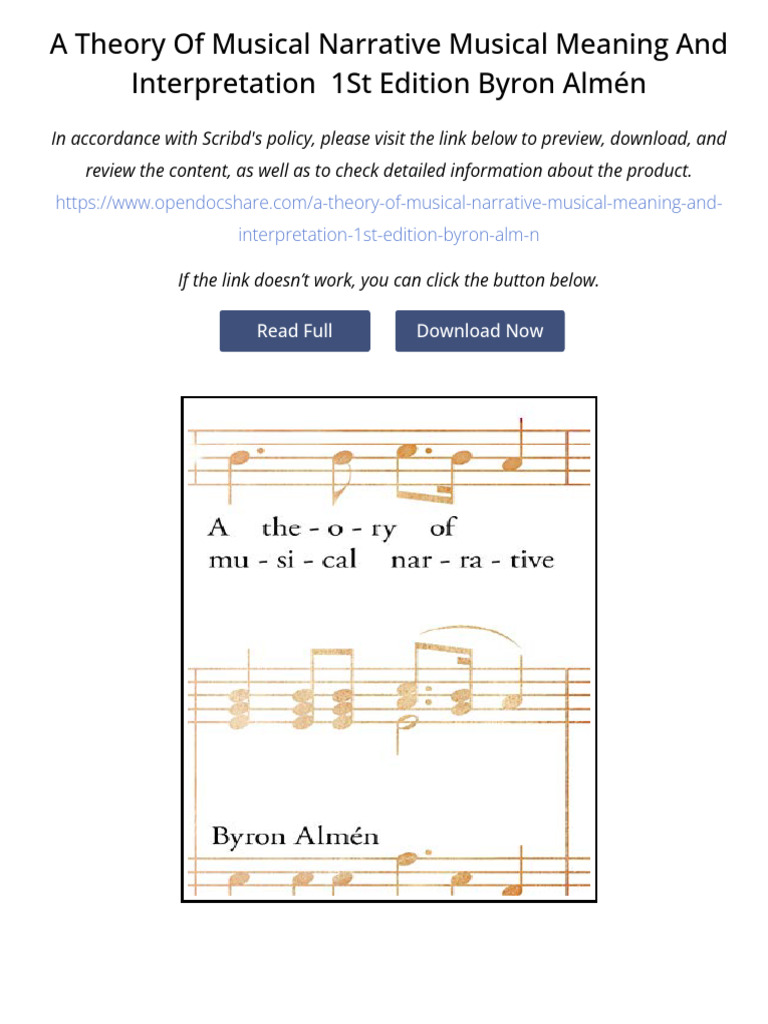 A Theory of Musical Narrative Musical Meaning and Interpretation 1st ...