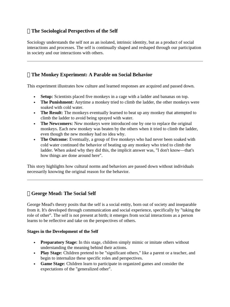 The Sociological Perspectives of the Self | PDF | Cognition | Liberal ...