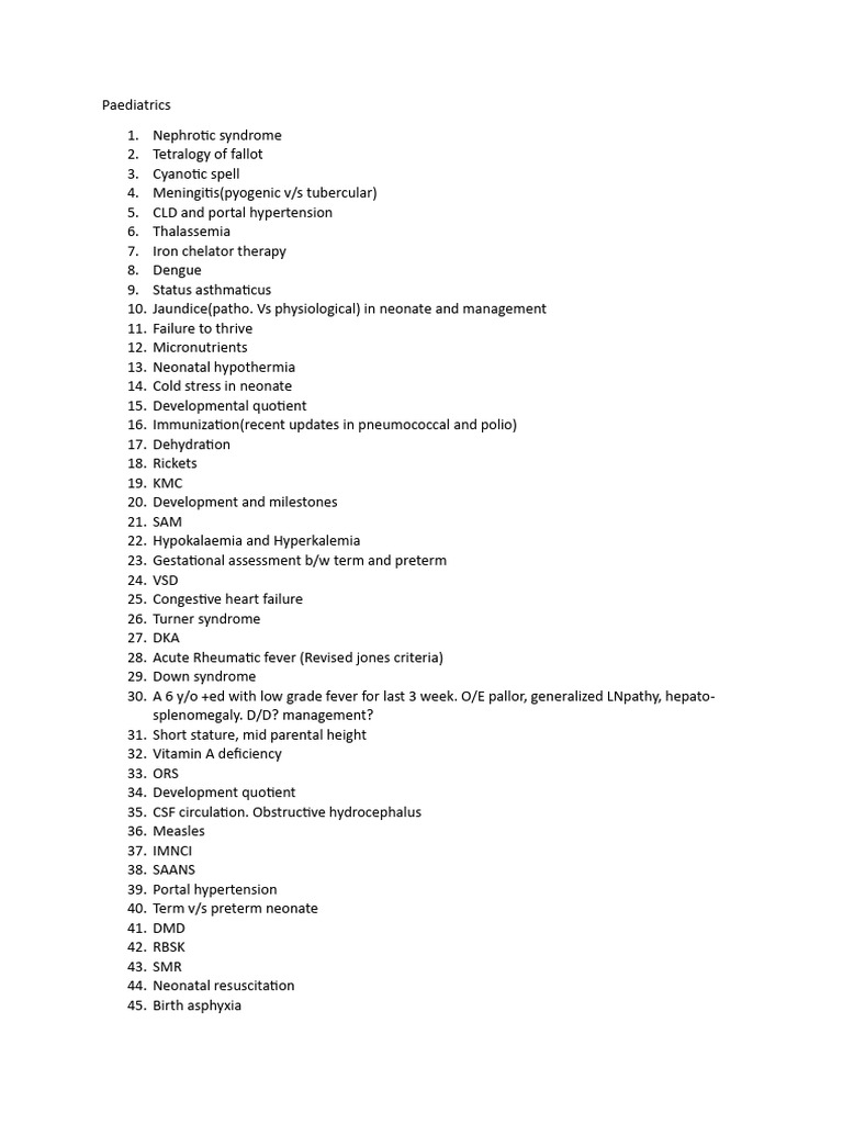 Key Topics in Paediatrics Overview | PDF