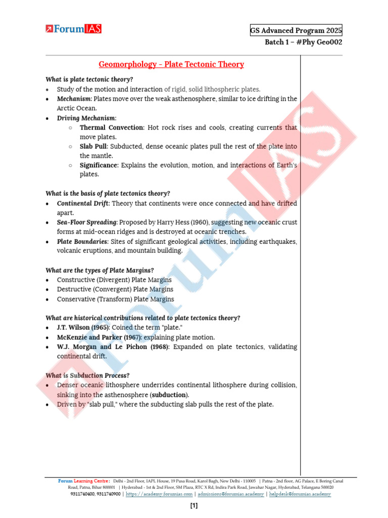 Phy Geo 02 Geomorphology Plate Tectonic Theory | PDF | Plate Tectonics | Volcano