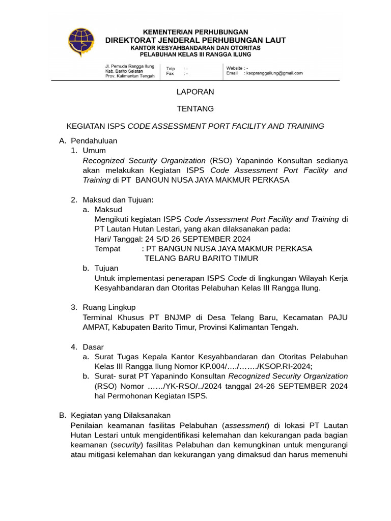 ISPS Code Assessment di Pelabuhan BNJMP | PDF