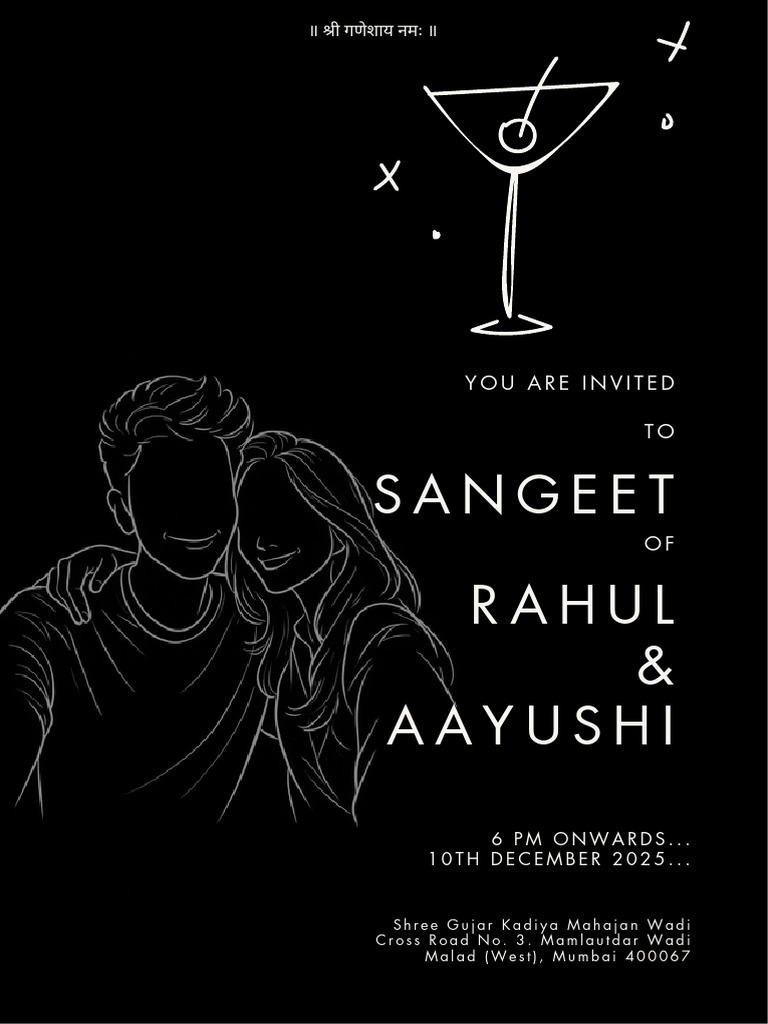 SANGEET INVITATION of Rahul Wala and Aayushi Mody | PDF