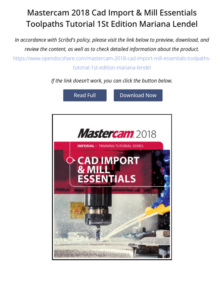 Mastercam 2018 CAD Import & Mill Essentials Toolpaths Tutorial 1st ...
