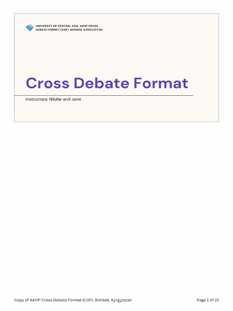 Copy of AKHP Cross Debate Format (CDF). Bishkek, Kyrgyzstan | PDF