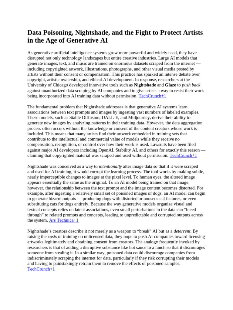 Data Poisoning, Nightshade, And the Fight to Protect Artists in the Age ...