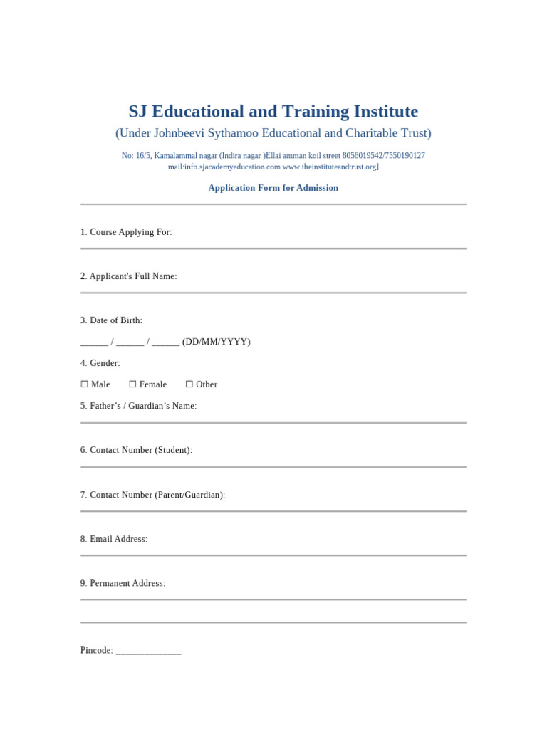 SJ Application Form | PDF | Fee