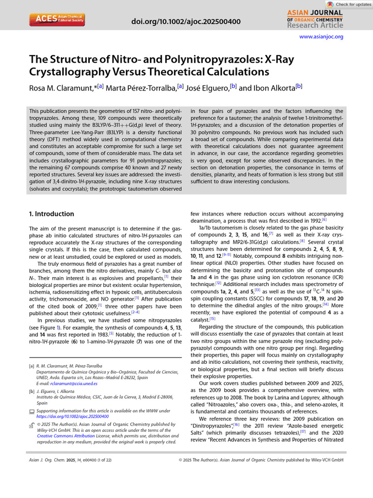 Asian J Org Chem - 2025 - Claramunt - The Structure of Nitro‐ and ...