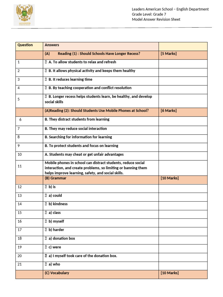 Model Answer English 7 Quarter 2 (1) | PDF | Water