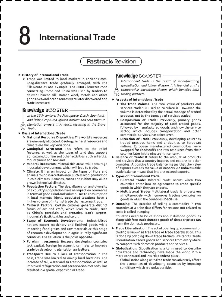International Trade Revision Notes and Important Questions | PDF