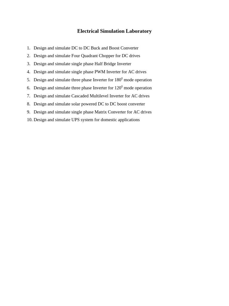 Electrical Simulation Projects Overview | PDF