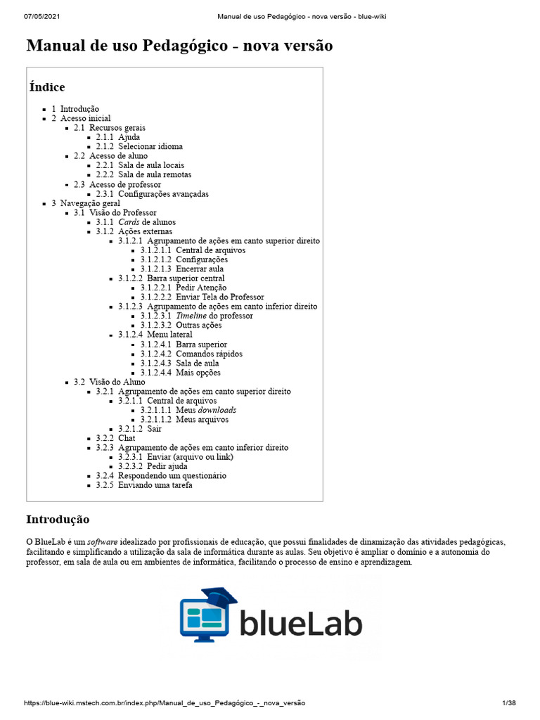Manual de Uso Pedagógico - Nova Versão - Blue-wiki | PDF | Janela ...