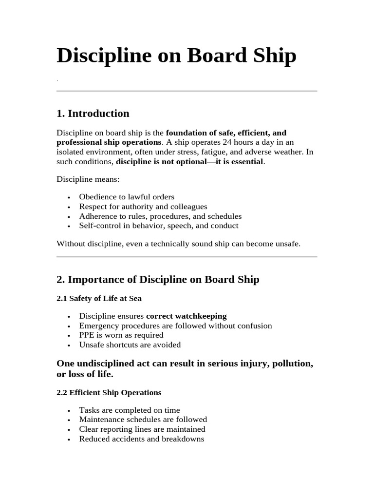 Essential Discipline for Ship Operations | PDF | Disciplines