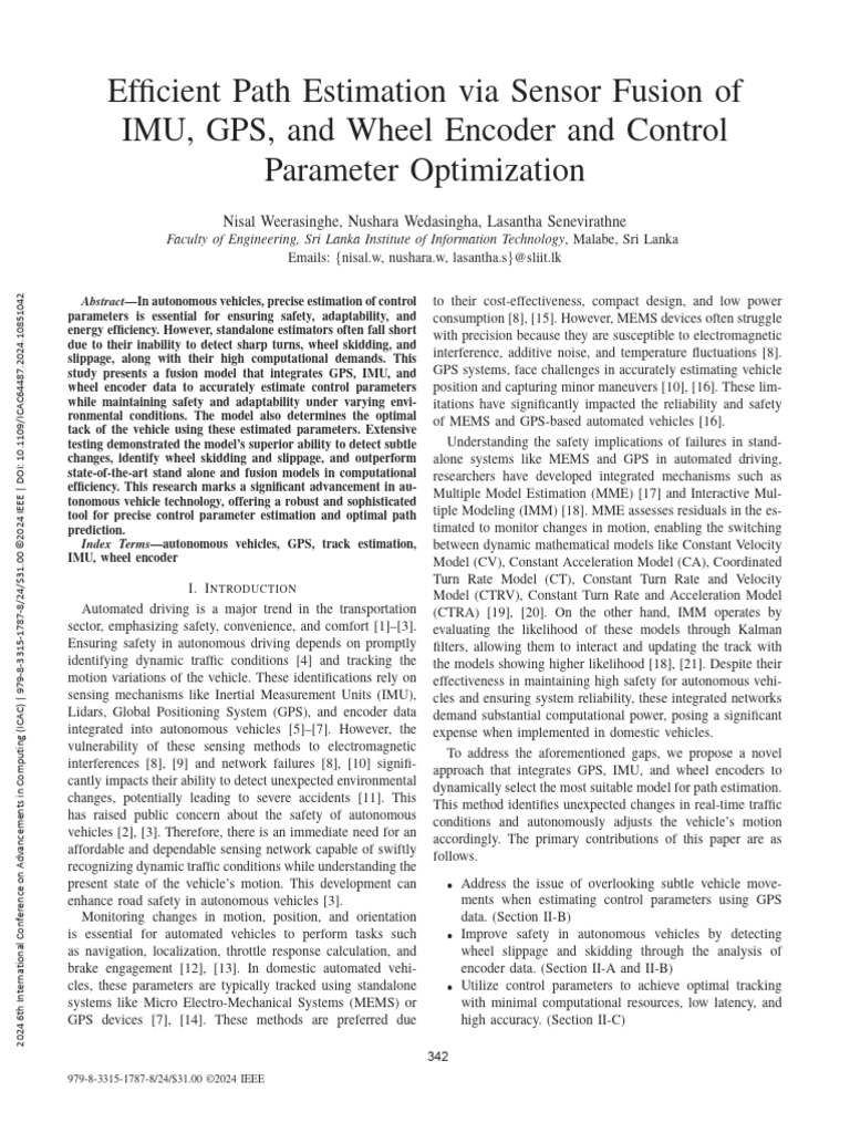 Efficient Path Estimation via Sensor Fusion of IMU GPS and Wheel ...
