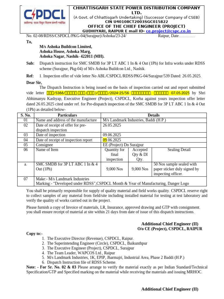 3) DI Letter_SMC Box_Ms Landmark_16.06.2025 | PDF