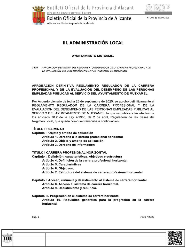 Publicación Bop Nº 206 29.10.2025 Reglamento Carrera Profesional.pdf | PDF | Red mundial ...