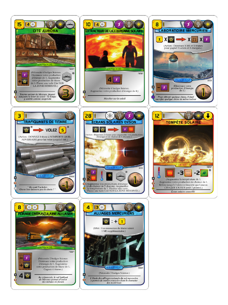 Mercury vs Mars FR - Cartes Supplémentaires A4 | PDF