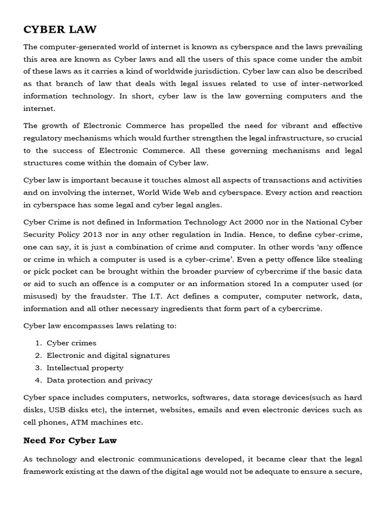 Cyber Law | PDF | Cybercrime | Computer Security