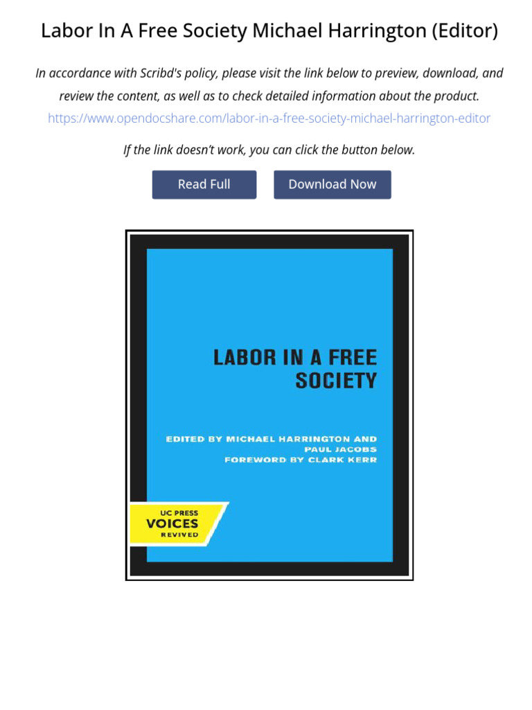 Labor in a Free Society Michael Harrington (Editor) | PDF