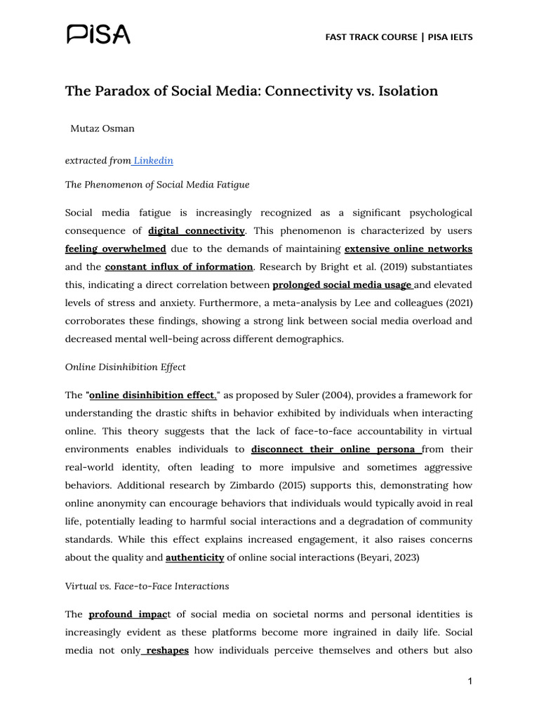 Social Media's Impact on Well-Being | PDF | Self Esteem | Adolescence