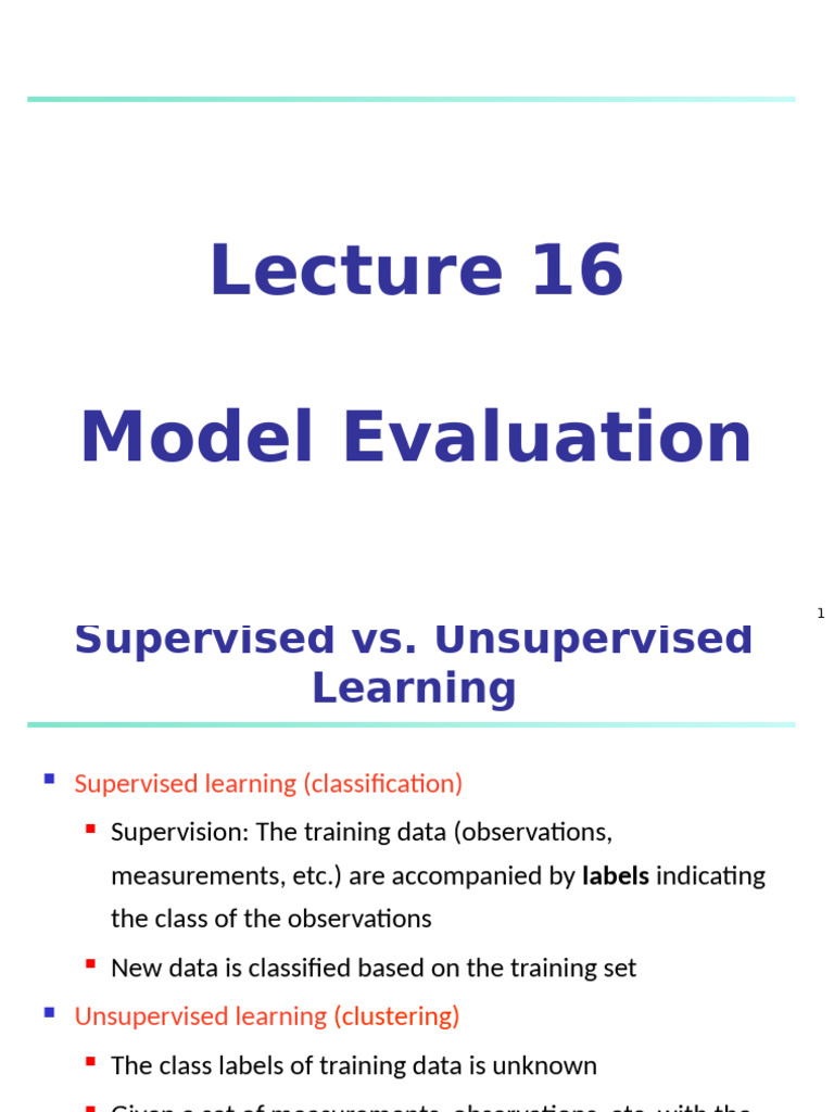 Lec_16_Model Evaluation | PDF | Cross Validation (Statistics ...