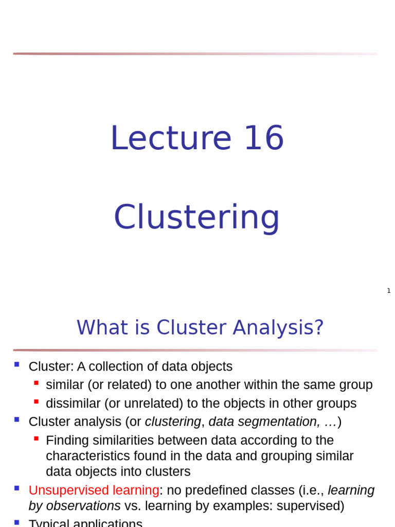 Lec_15_Clustering | PDF | Cluster Analysis | Cognitive Science