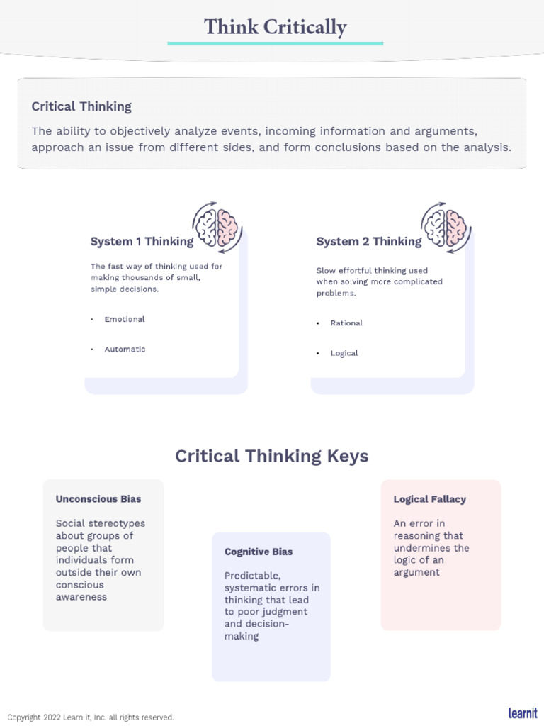 Workbook-Think Critically | PDF | Critical Thinking | Bias