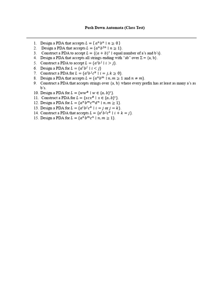 Push Down Automata | PDF