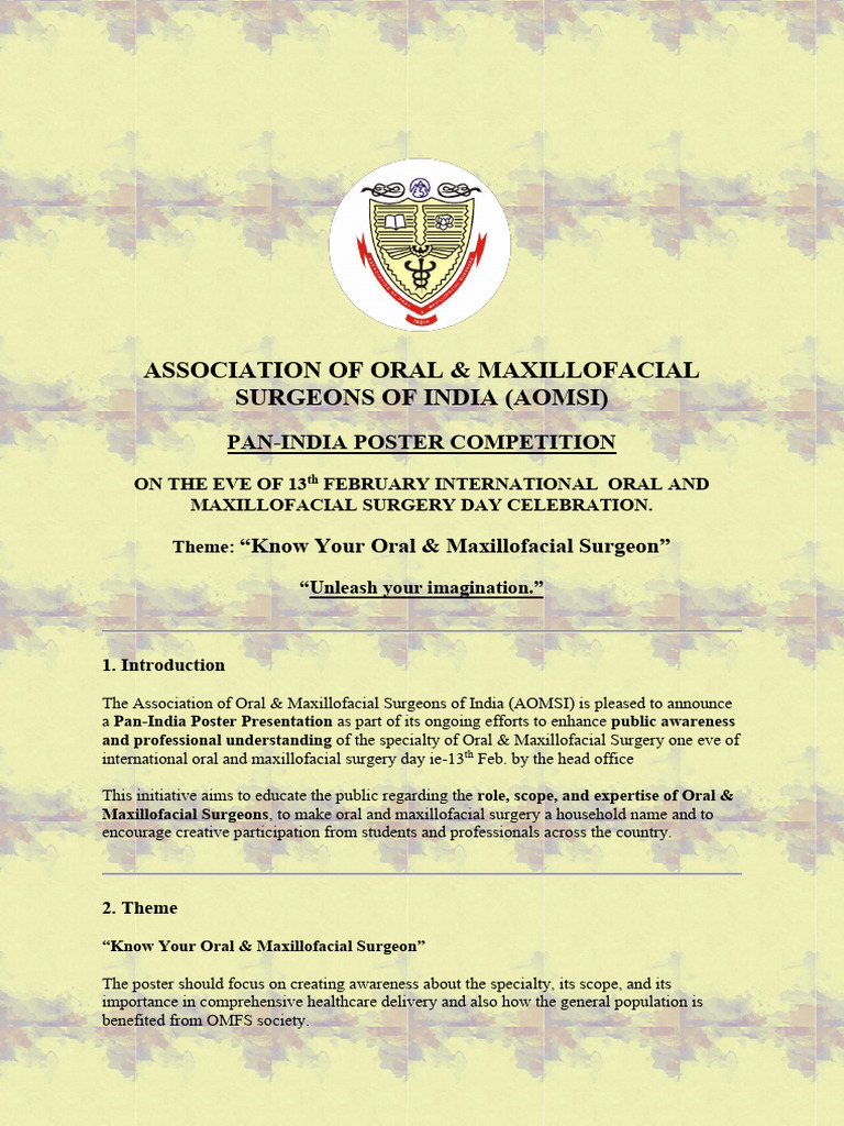 AOMSI Pan-India Poster Competition 2026 | PDF | Oral And Maxillofacial ...