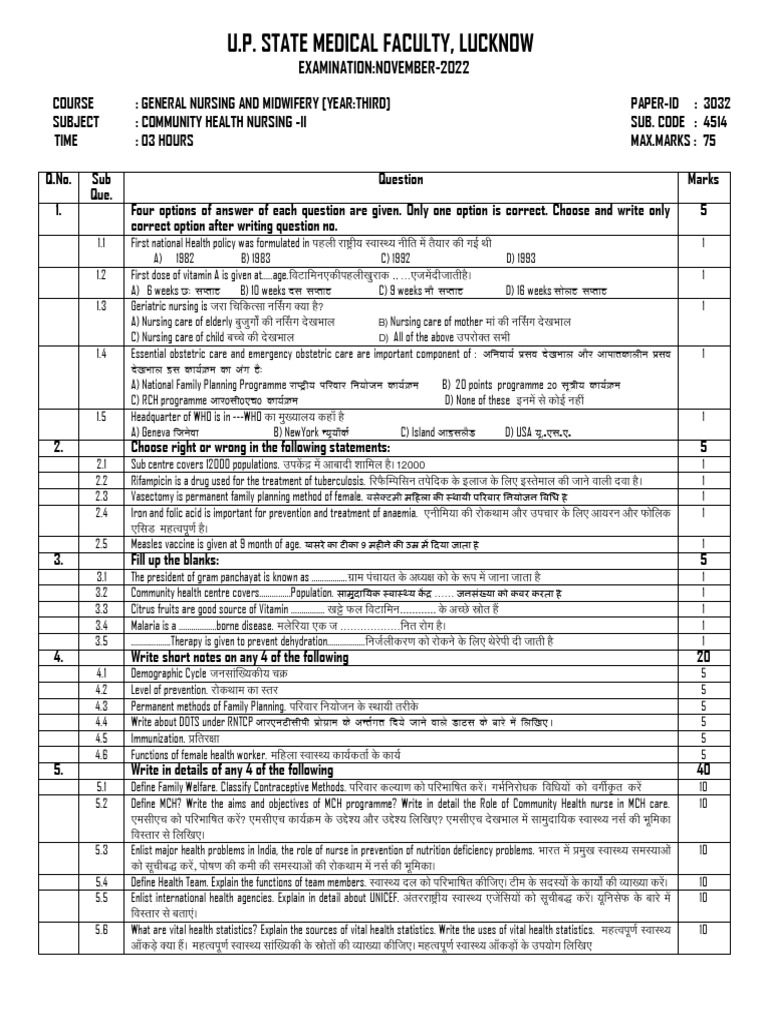 GNM 3rd Community Health Nursing - II | PDF