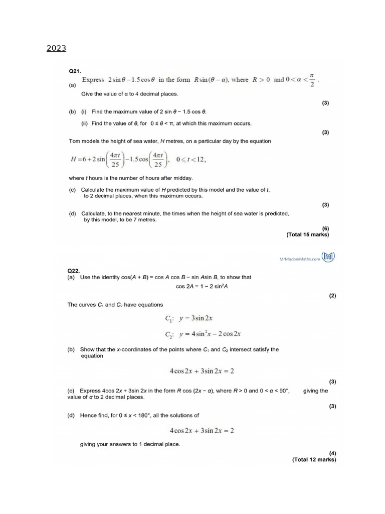 (2023) - Predicted Paper Overall Assessment 2 Question Pack | PDF