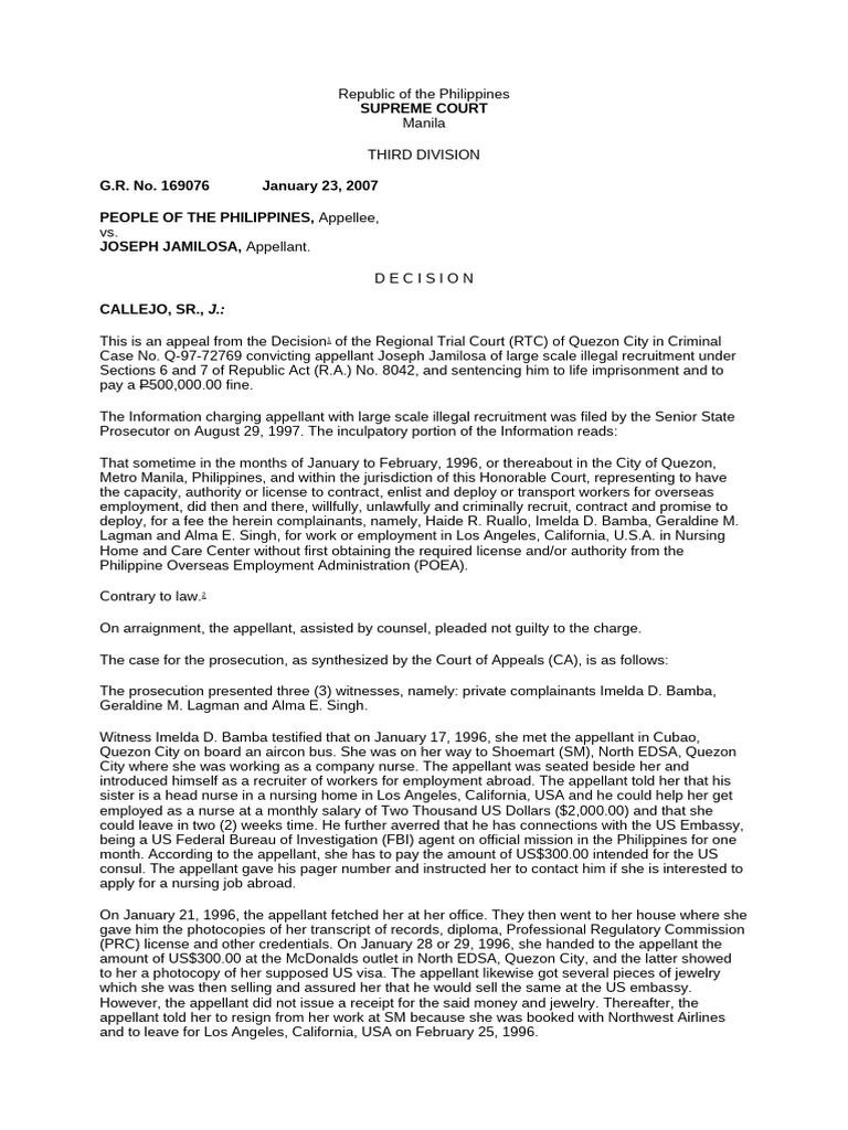2. People v. Jamilosa, 541 Phil. 326 | PDF | Prosecutor | Witness