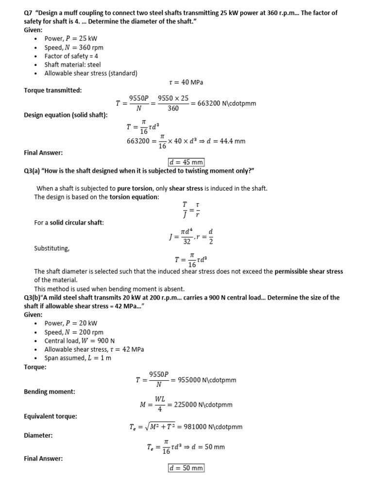 DME Numerical Pyqs | PDF | Brake | Bending