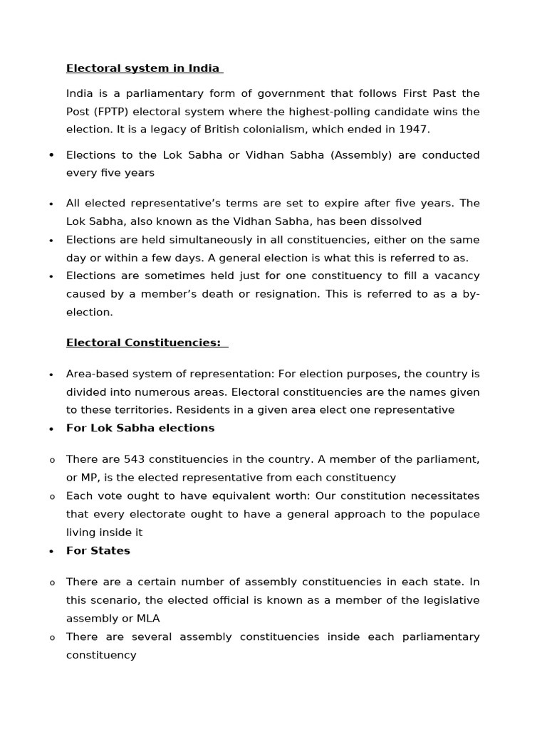India's Electoral System Explained | PDF