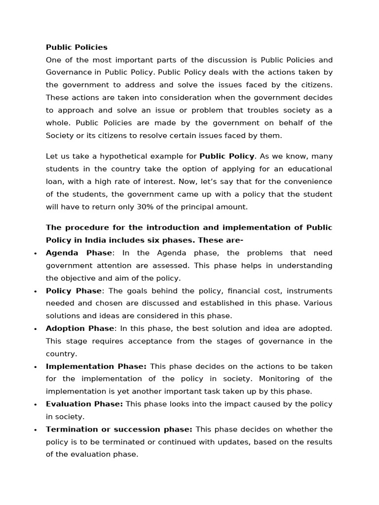 Public Policies | PDF | Governance | Policy
