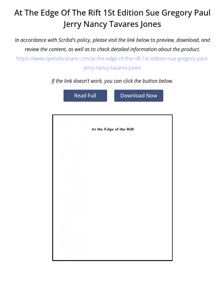 At the Edge of the Rift 1st Edition Sue Gregory Paul Jerry Nancy ...