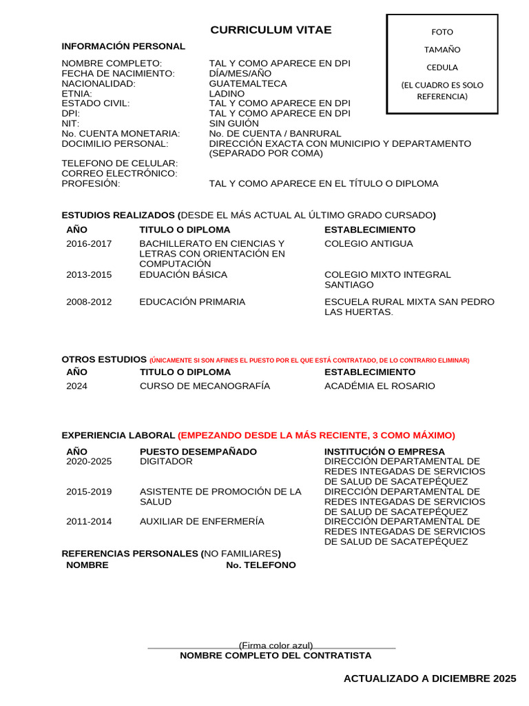 Curriculum Vitae Actualizado 2025 | PDF