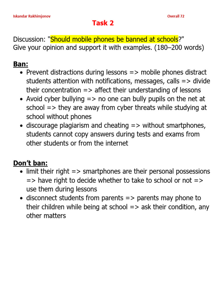 Mobile Phones in Schools: Ban or Not? | PDF