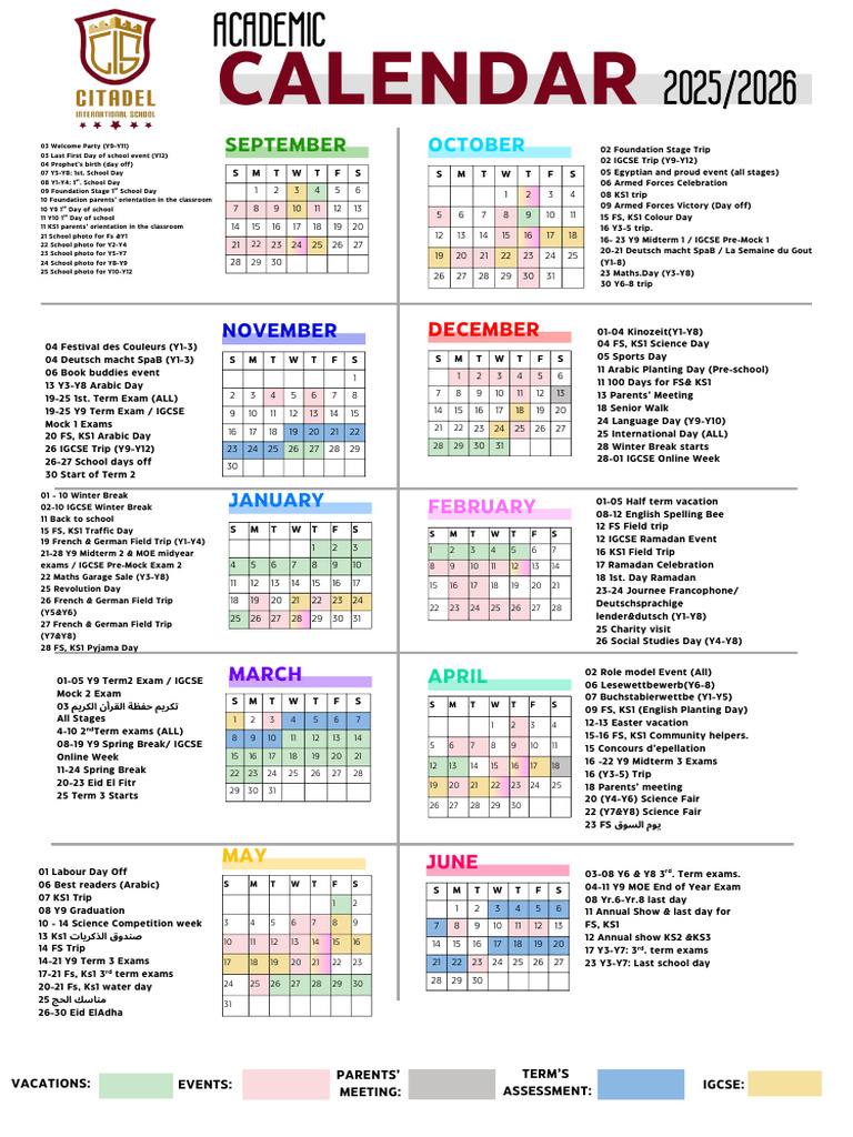 Academic Calendar 2025-2026 Overview | PDF | Academia | Schools