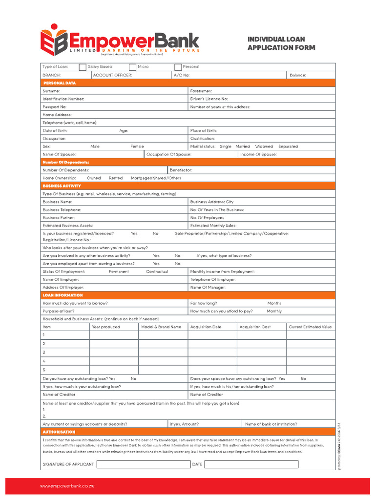 Individual Loan Application Form | PDF