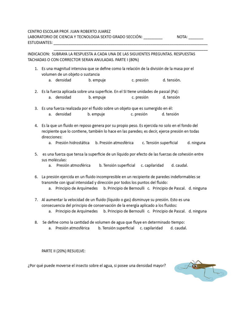 Preguntas de Ciencia para Sexto Grado | PDF