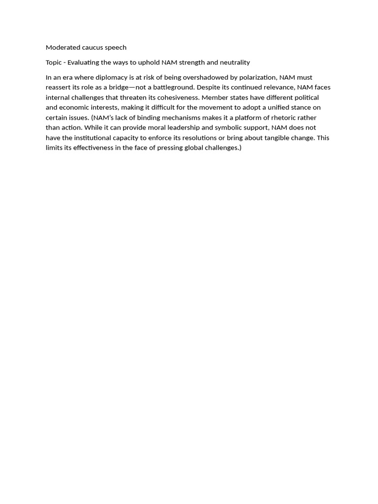 Moderated Caucus Speech - 5 | PDF