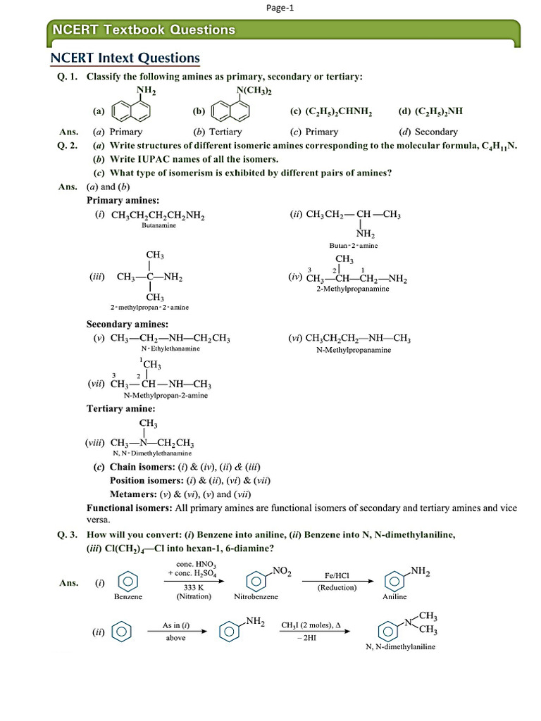 chapetr 13 (Amines)question answers | PDF