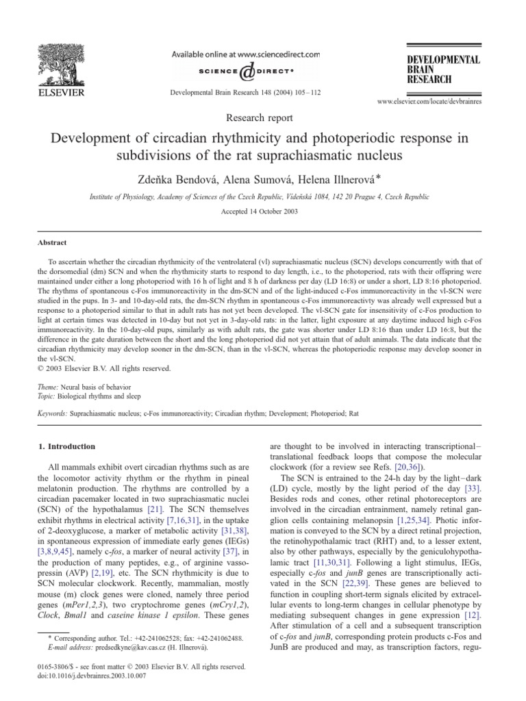 Development of Circadian Rhythmicity and Photoperiodic Response in ...