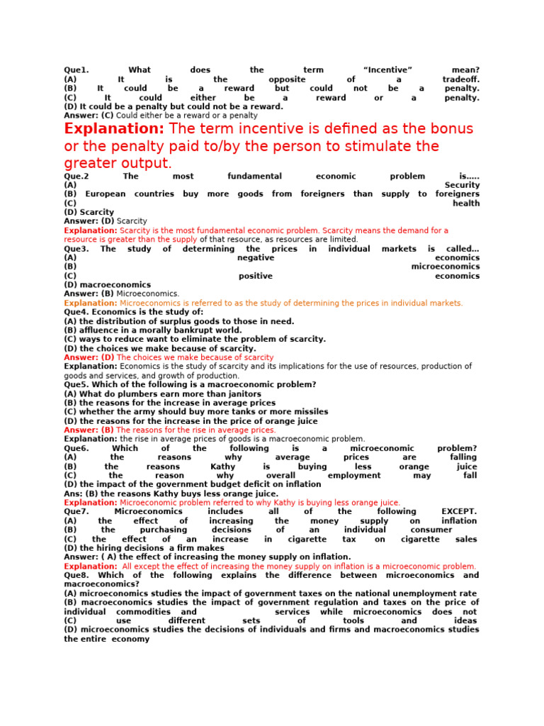 Key Economic Concepts and Definitions | PDF | Macroeconomics ...