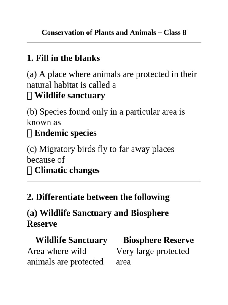 Conservation of Plants and Animals Guide | PDF | Endangered Species ...