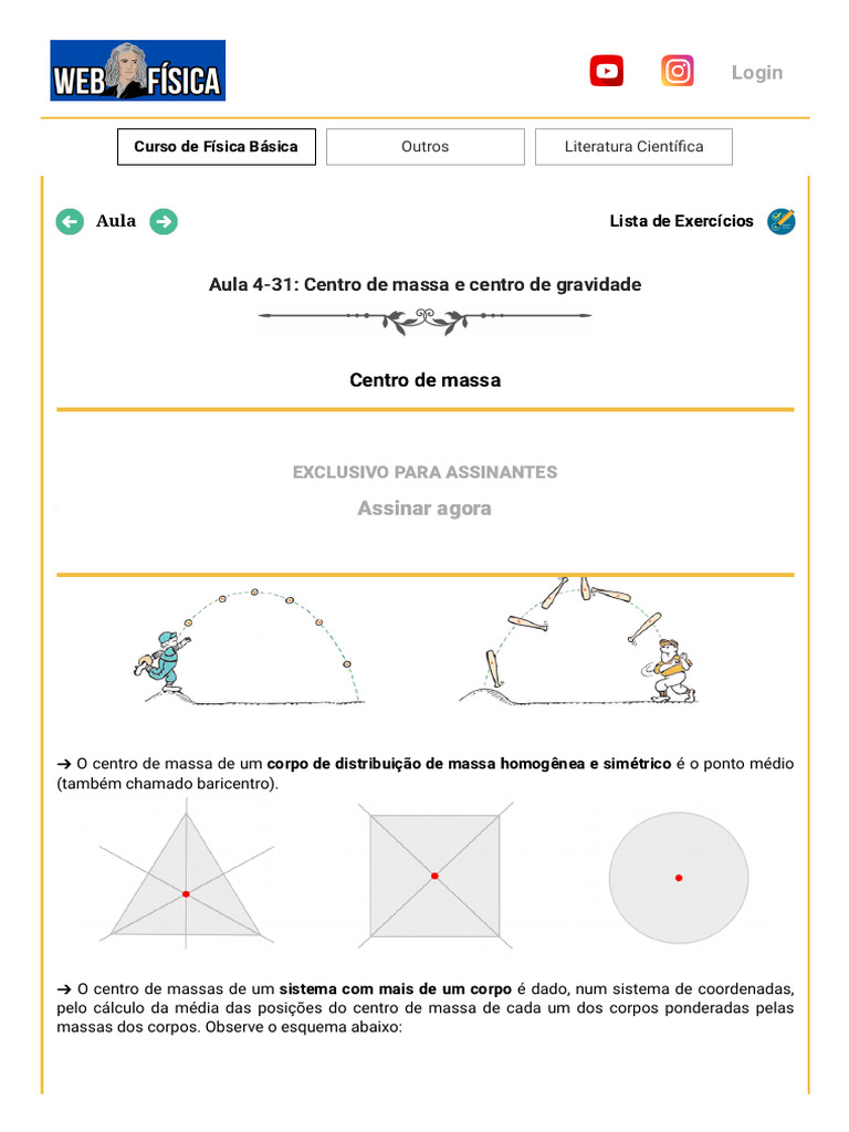 Aula 4-31_ Centro de Massa e Centro de Gravidade | PDF | Centro de ...